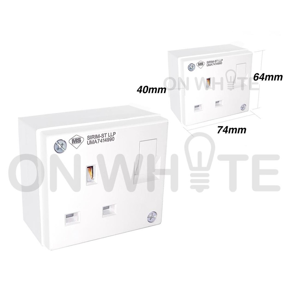 [MINI] 13A Switch Socket Outlet W/PVC Nut Box Base .UMS /.PNT /.MK Type ...