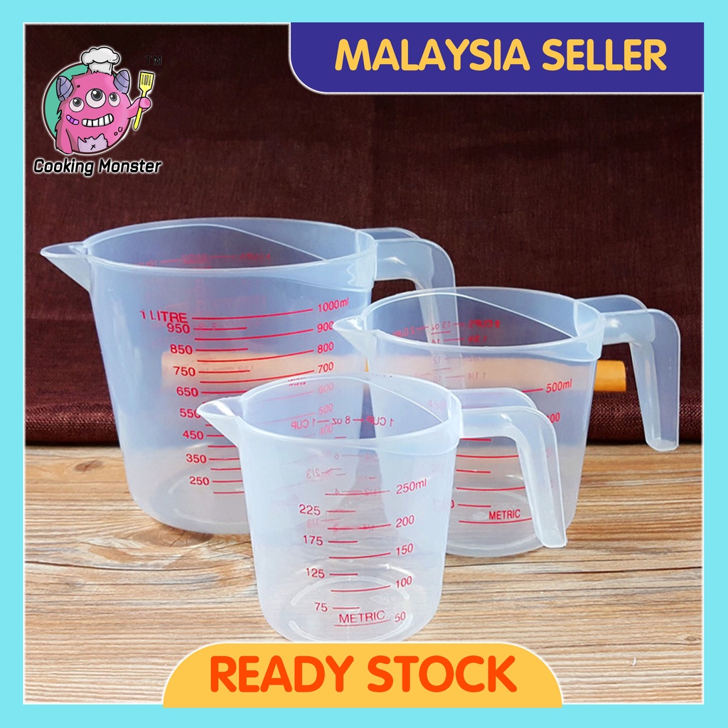 (READY STOCK)Measuring Jug Cup Plastic Transparent Kitchen Baking 100ml 250ml 500ml 1000ml ...