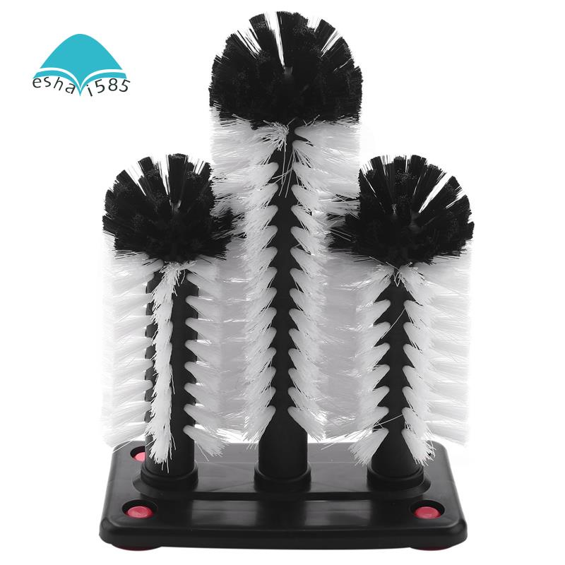 Glass Washer 3 Brush Glass Washing Brushes With Suction Base Bar Glass ...