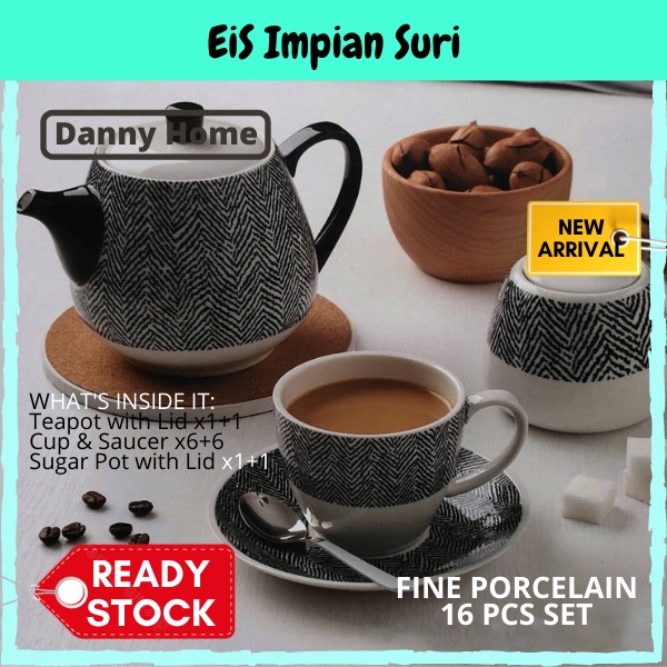 (Ready Stock!!) Danny Home 16pcs Fine Porcelain Tea Set (Teapot + Cup ...