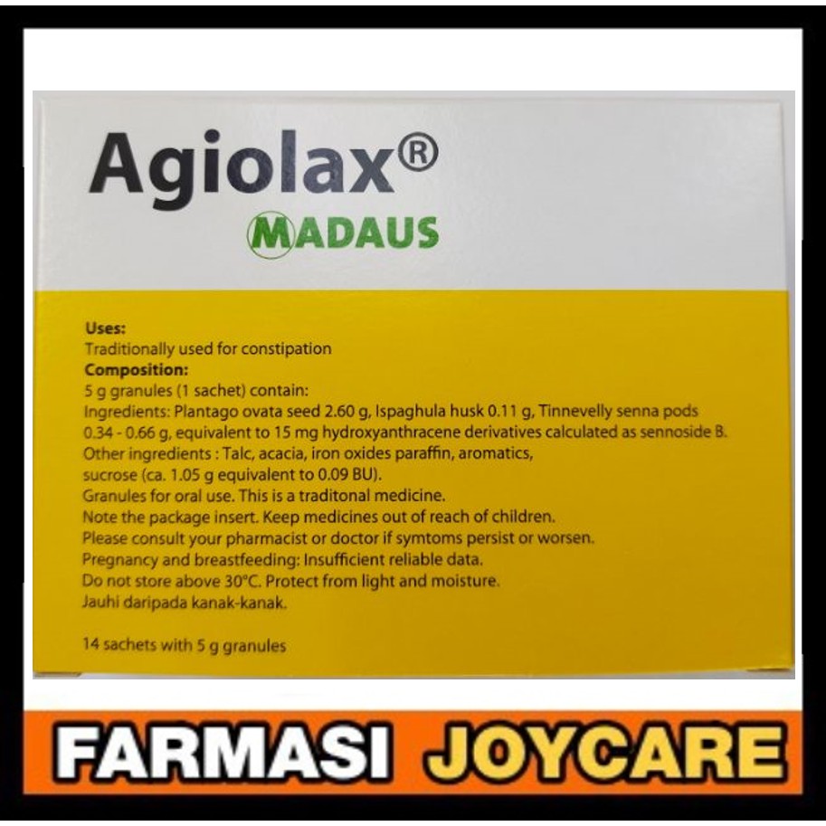 Agiolax Sachet 5g x 14's (Exp: April 2025) For Constipation | Shopee ...