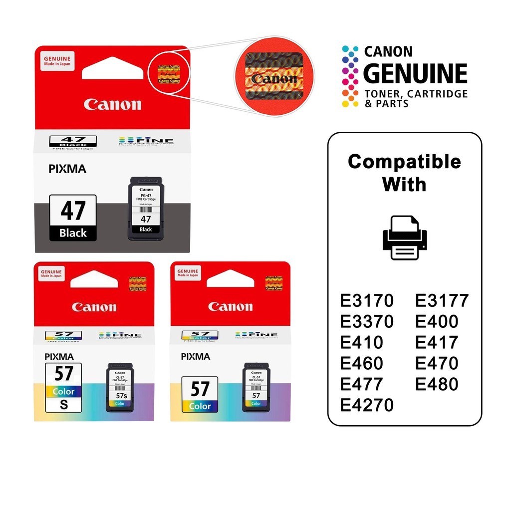 Canon PG-47 / CL-57 / CL-57 S Black and Color Genuine Ink Cartridge For ...