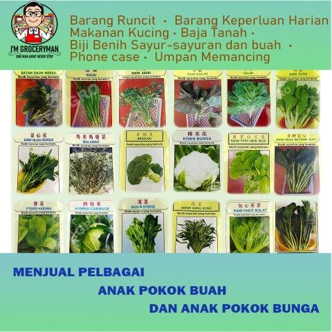 Biji Benih Sayur Buah Vegetable Seed Sayuran Sawi Salad Bayam Kangkung ...