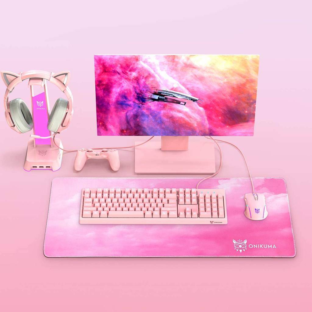 ONIKUMA | Gaming Mouse Pad, 31.5 Inch Large Pink Mouse Pad with Durable ...