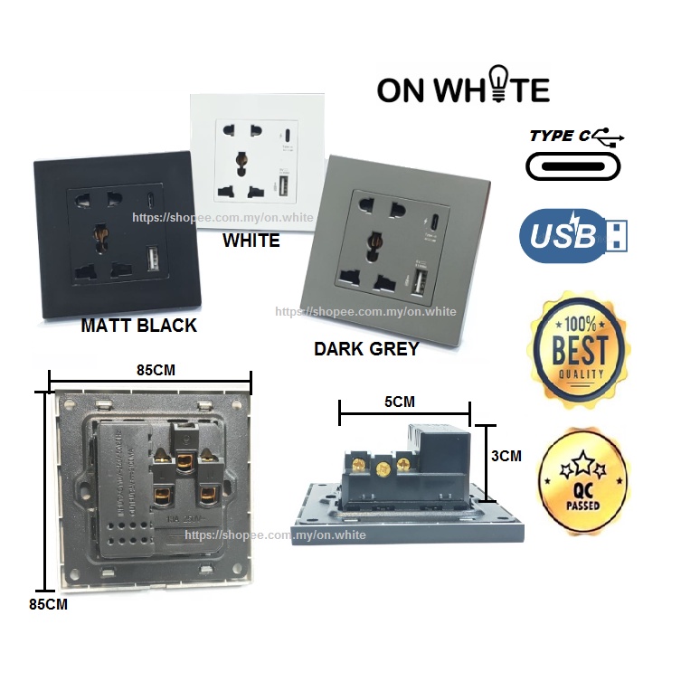 Type-C Universal Power Socket 13A With USB Type C Quick Charge Port 18W ...