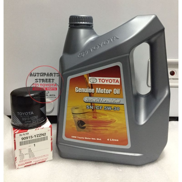 TOYOTA ENGINE OIL SYNTHETIC SN/CF 5W30 4L + OIL FILTER YZZN2/TA001 ...