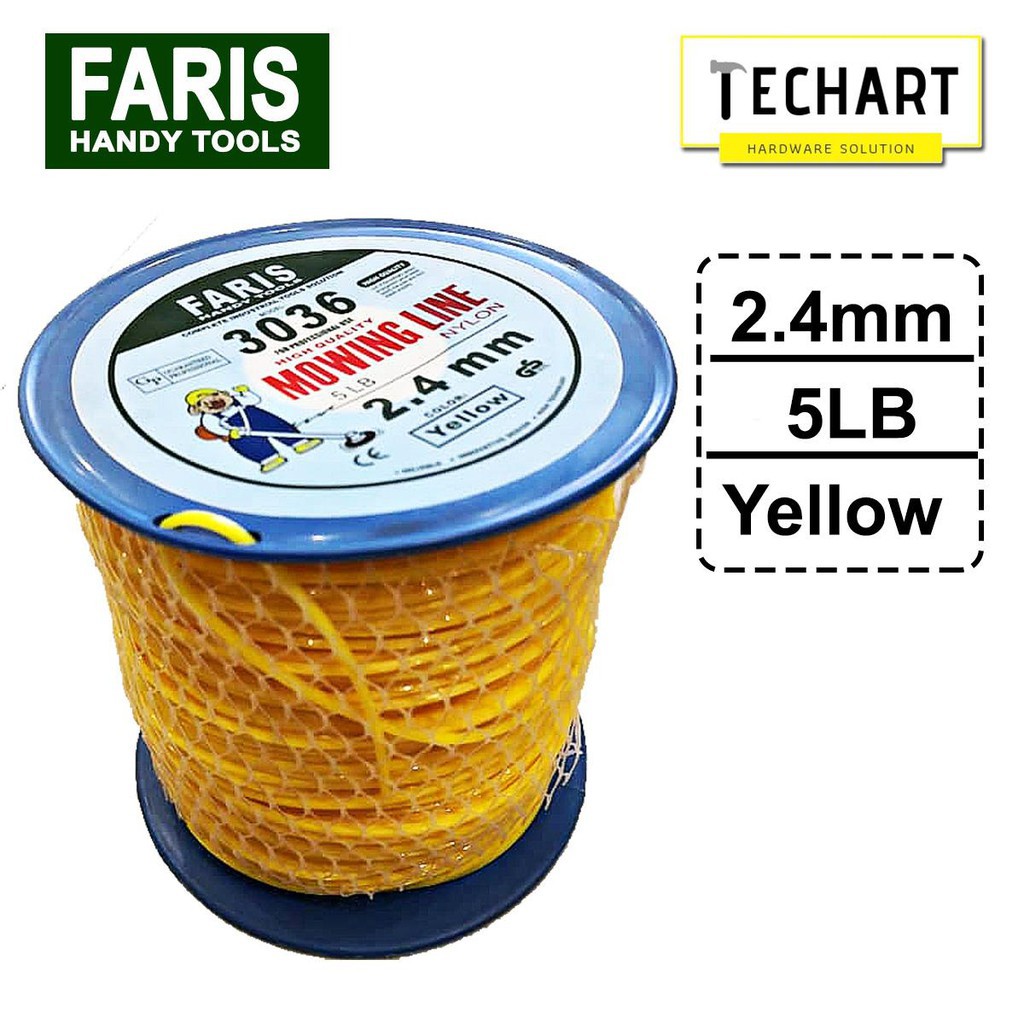 5LB Yellow Nylon Trimmer Line Grass Cutter 2.4mm (Square Cut) NYLON MOWING ROPE GARDEN ESTATE ...
