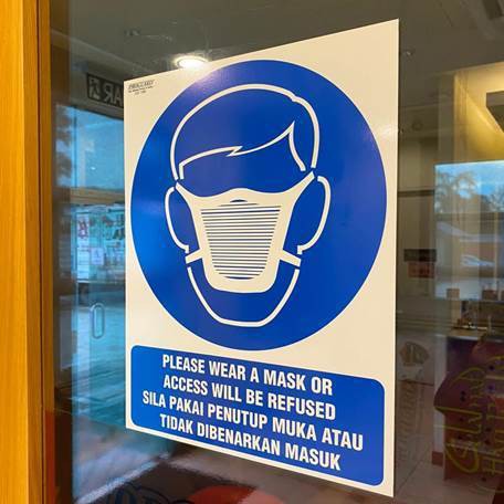 Covid-19 Stickers - Please Wear A Mask Or Access Will Be Refused / Sila ...