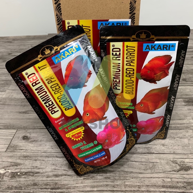 Parrot Akari Fish Pellets Premium Red Blood Red Parrot 100gr | Shopee ...
