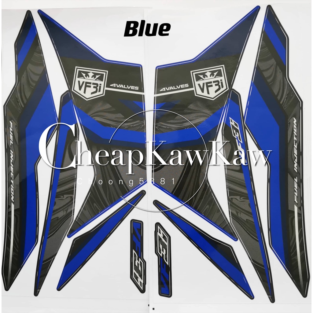 SYM VF3i 185 Custom ( 10 ) Body Cover Stripe Sticker - Blue / Red ...