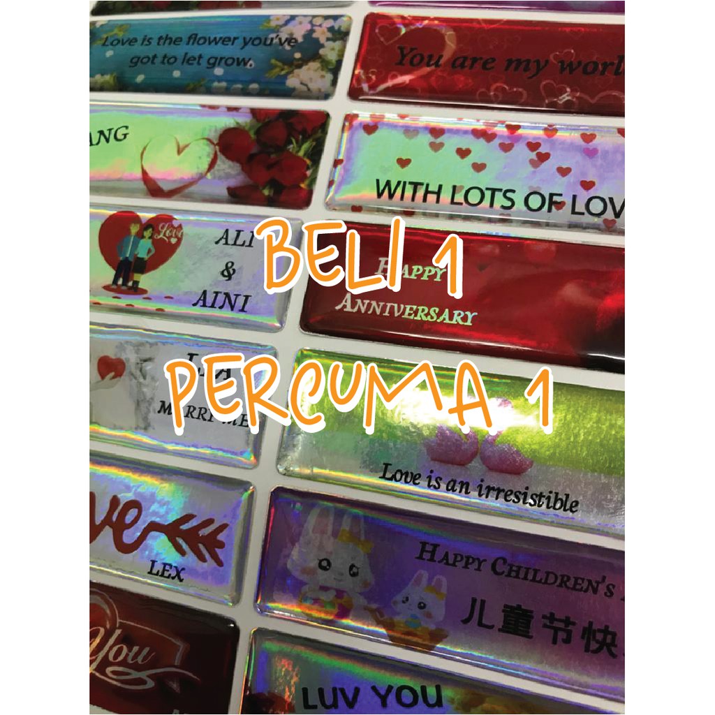 RM1.50/PC【16PCS】 CUSTOM MADE EPOXY 70MM x 24MM STICKER PER PACK ...