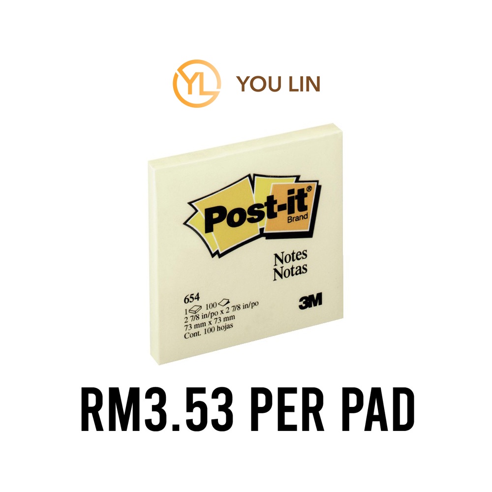 3M 654 (3'' X 3'') Post It Note-Yellow | Shopee Malaysia