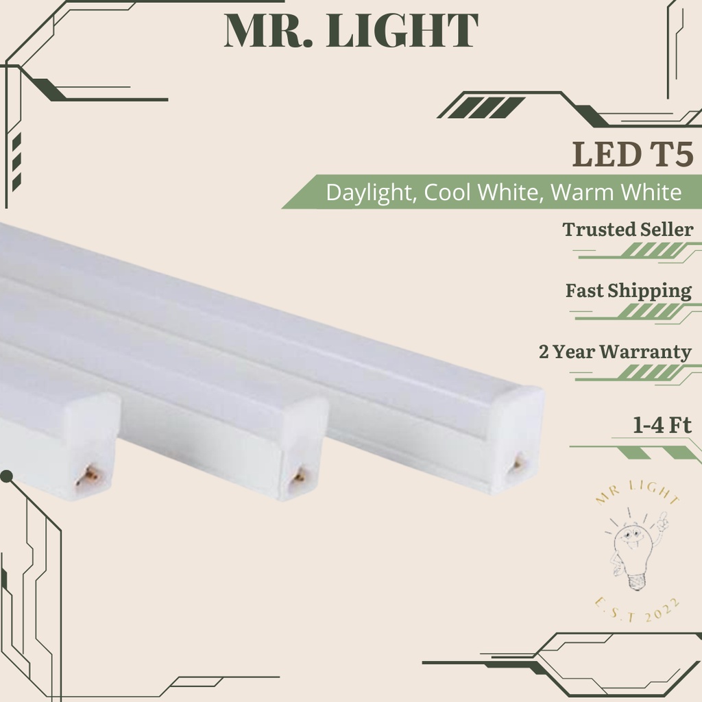 LED T5 Tube, 1ft, 2ft, 3ft, 4ft Light Ceiling Wall Decoration Strip Lights Lighting, Lampu LED ...