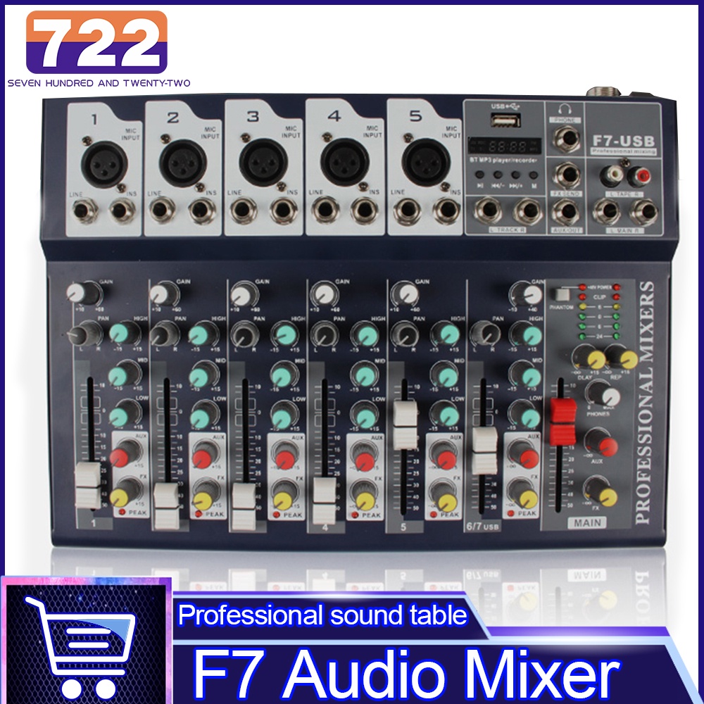 Portable Professional 7-channel Audio mixer amplifier with Home Karaoke ...