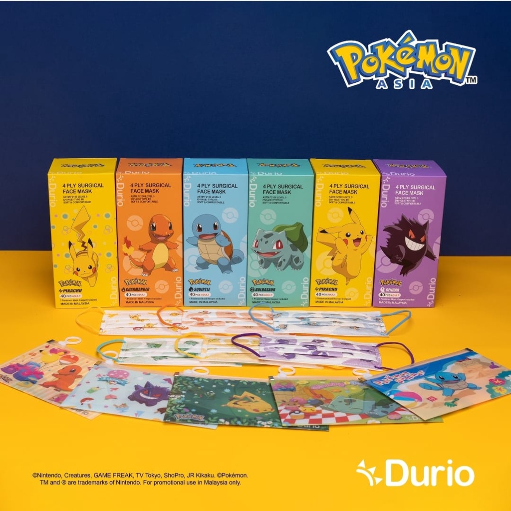 Durio 546A Adult Pokémon 4 Ply Surgical Face Mask | Shopee Malaysia