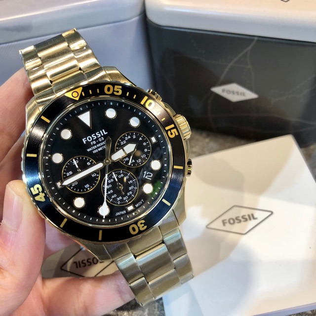 *Ready Stock*ORIGINAL Fossil FB-03 Chronograph Gold-Tone Stainless ...