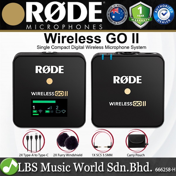 Rode Wireless GO II Compact Wireless Mic Microphone System and Recorder ...