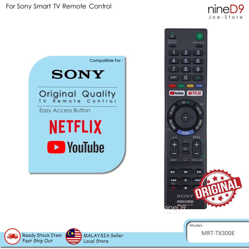 *Original Quality* SONY Smart TV Remote Control With Quick Access Button [RMT-TX300E] | Shopee ...