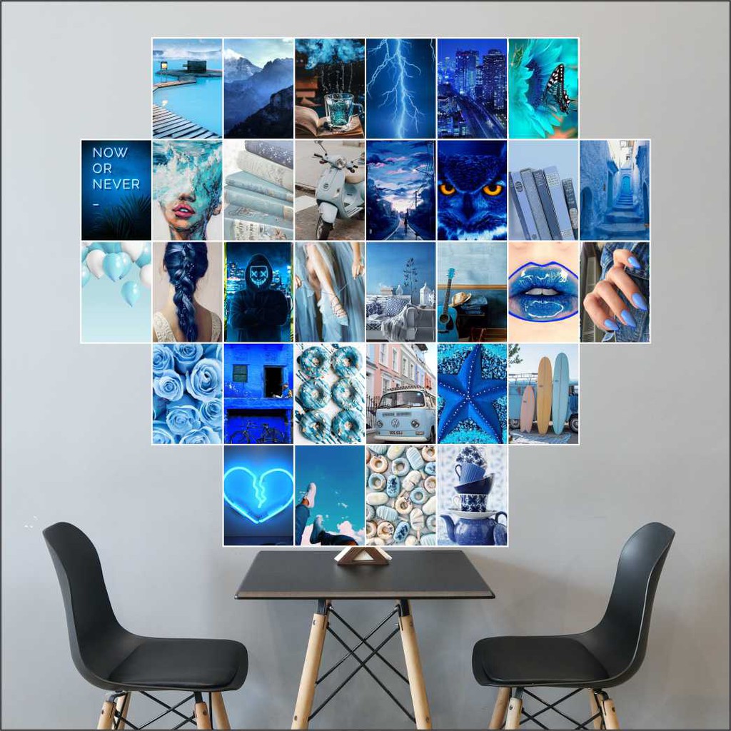 Casual Aesthetic BLUE Wall Poster / Aesthetic Room Decoration Bedroom ...