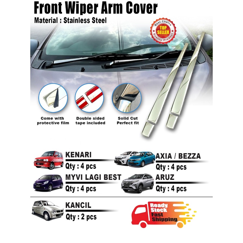 Front Wiper Arm Cover Stainless Steel Wira Saga Iswara lmst Saga VVT ...