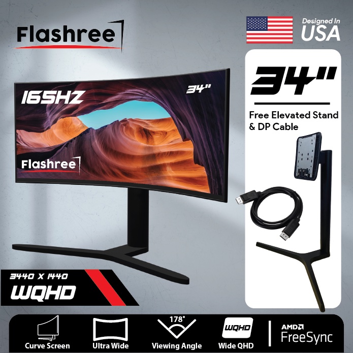 Monitor 34 Inch Curved Gaming Monitor 144HZ 165HZ QHD LED 34 ...