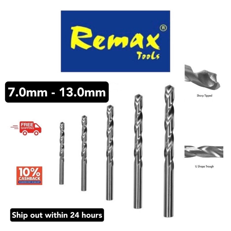 REMAX HSS Metal Drill Bit 7mm - 13mm / Straight Shank Twist Drill Bit ...