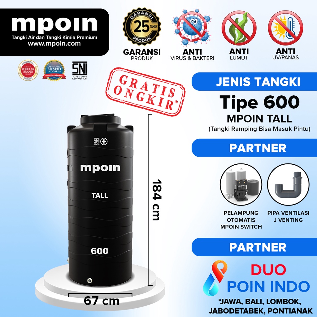 Tank TANDON TOREN Water Tank TALL WAVE 600 L Slim 25 Years Warranty ...