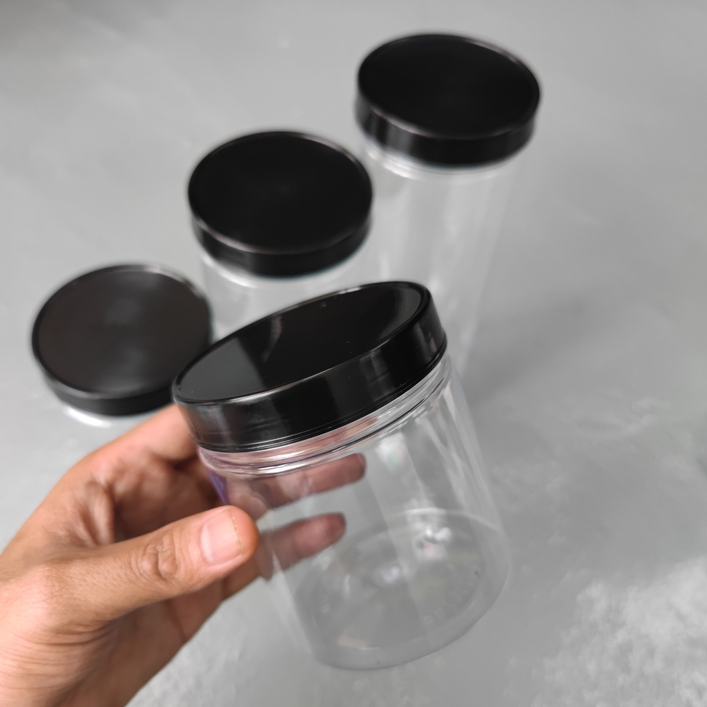 🇲🇾 Plastic Jar with Black/White Lid - Balang Plastik Berpenutup Hitam ...