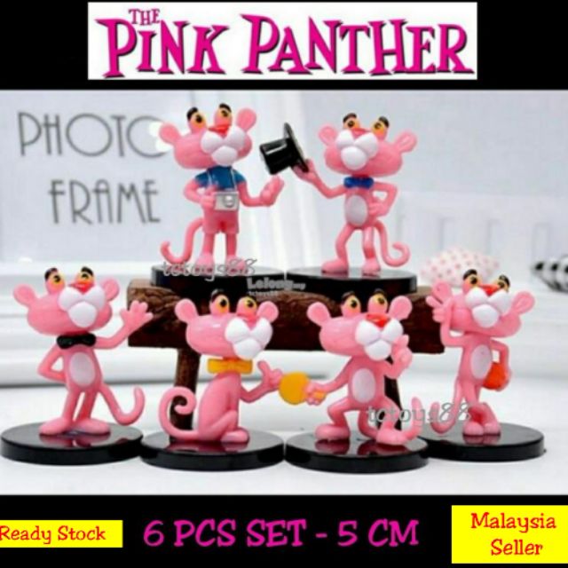 6 PCS SET PINK PANTHER FIGURE MINI PINK PANTHER FIGURINE CAKE TOPPER ...