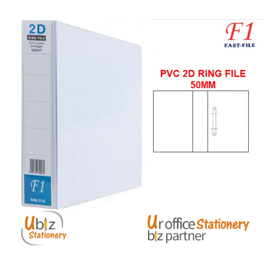 F1 PVC 2D Ring File 50mm A4 White | Shopee Malaysia