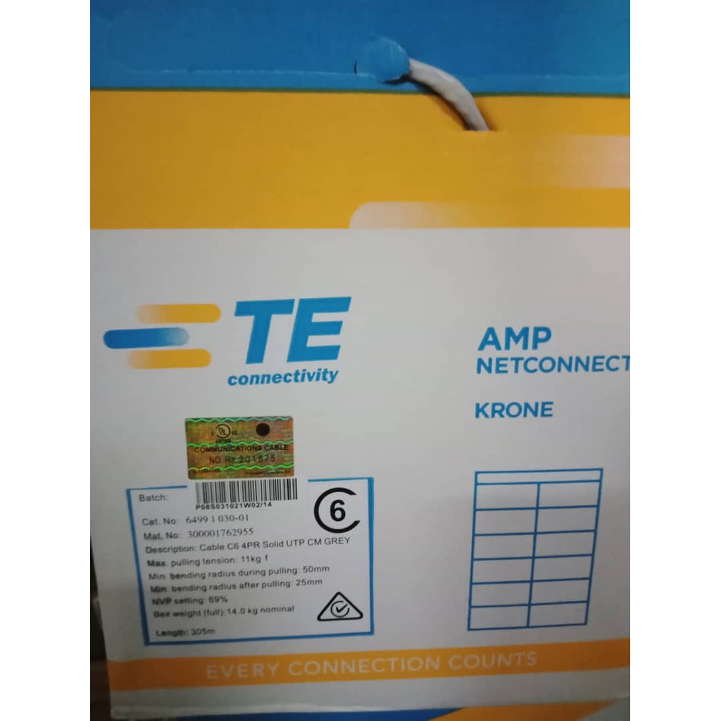 AMP KRONE TE CAT 6 CABLE | Shopee Malaysia