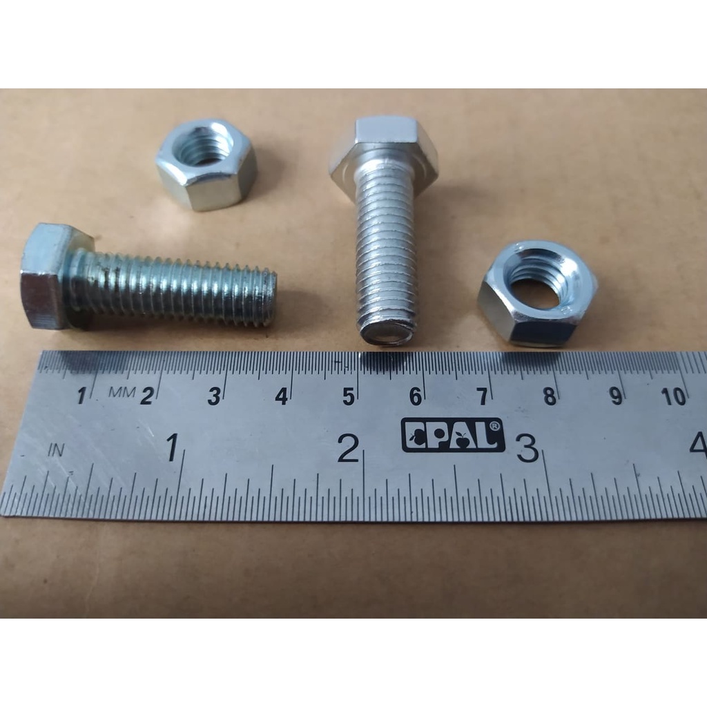 hexagon Skru Rak Besi lubang (M10x40mm) screw bolt and nut 1set for ...