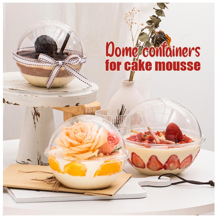 (5pcs) Cake box packaging cake container Round globe shape clear ...