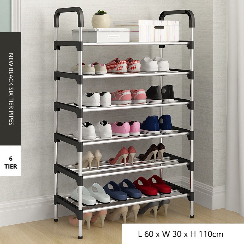 READY STOCK ️4/5/6 Tier Shoe Rack Multi Layer Shoe Organizer Carbon ...