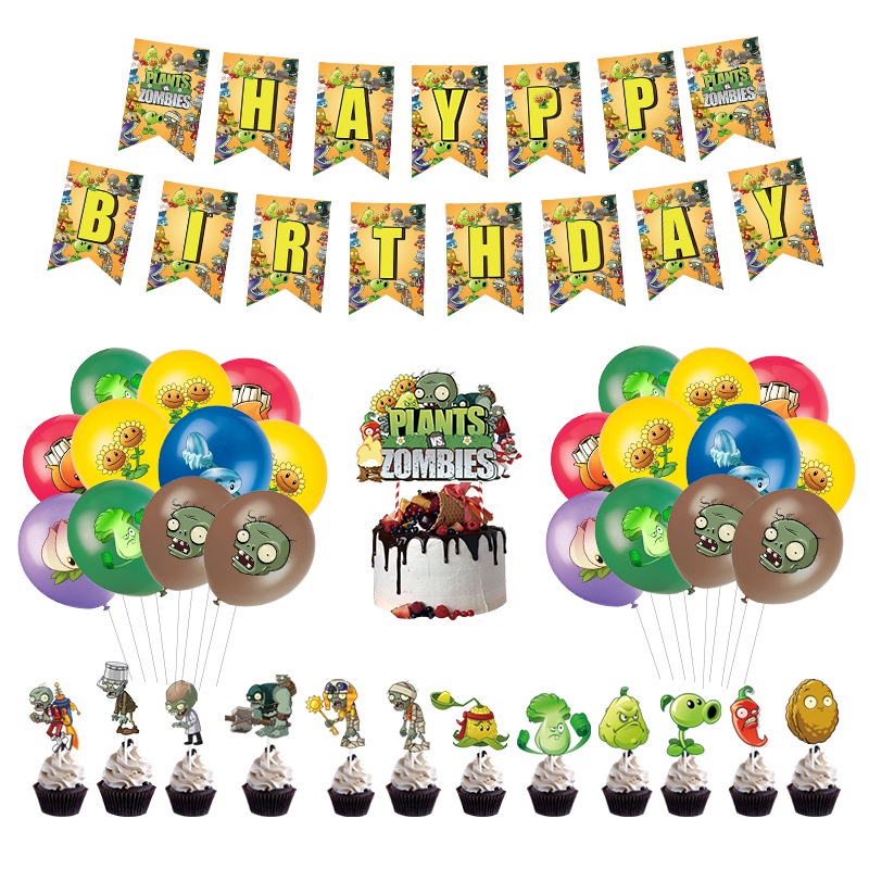 Plants vs Zombies Theme Kids Happy Birthday Party Decoration Supplies ...