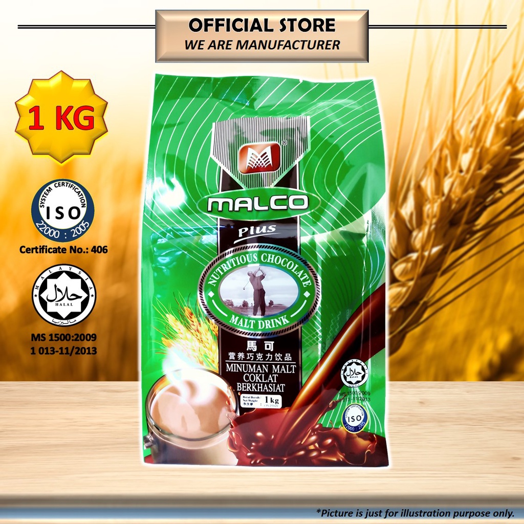 1 KG | Minuman Coklat Malt | Chocolate Malt Drinks | HALAL | KUAT Chocolate Taste | MALCO ...