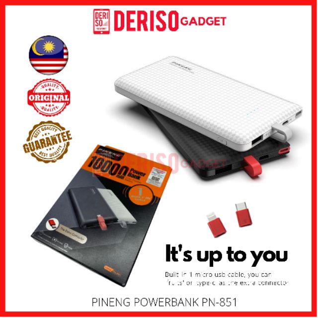 PINENG PN-851 10,000 mAh with Cable 100% Original Powerbank | Shopee ...
