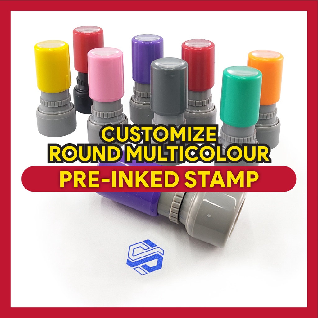 Customize Round Random Colour 17mm Diameter Pre-Inked Stamp / Cute ...