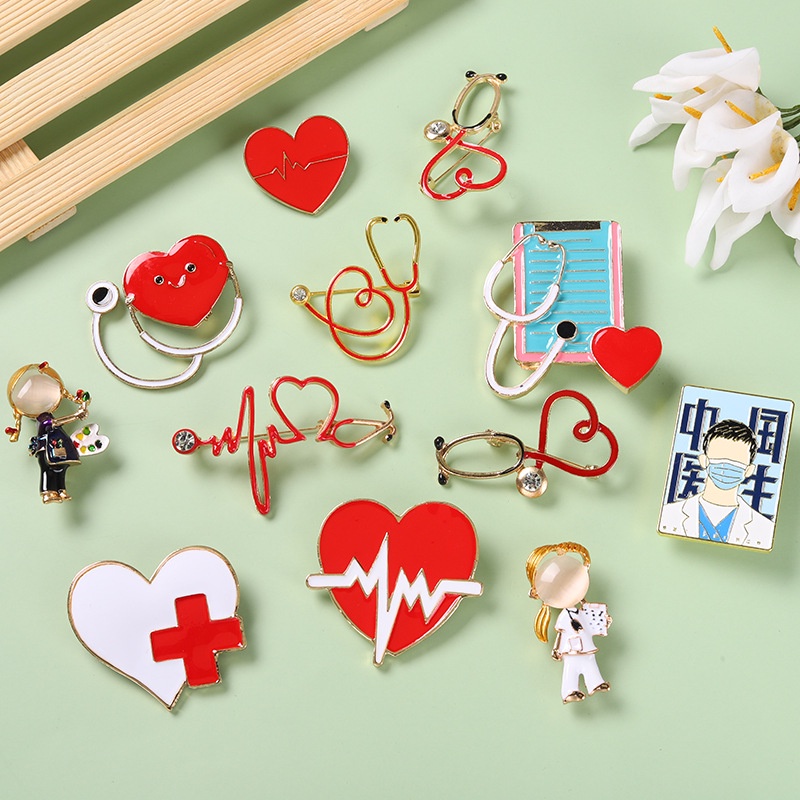 Medical Series Brooch Creative Stethoscope Electrocardiogram Male And ...
