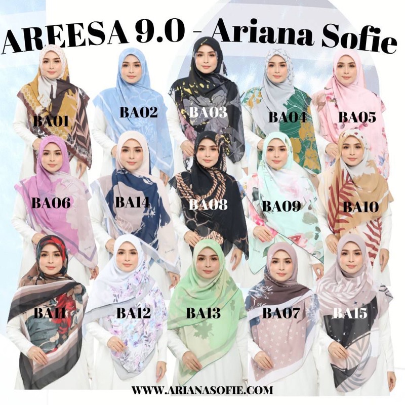 Areesa 9.0 Tudung Labuh Bidang 60 | 50 By Ariana Sofie (Tudung Bawal ...