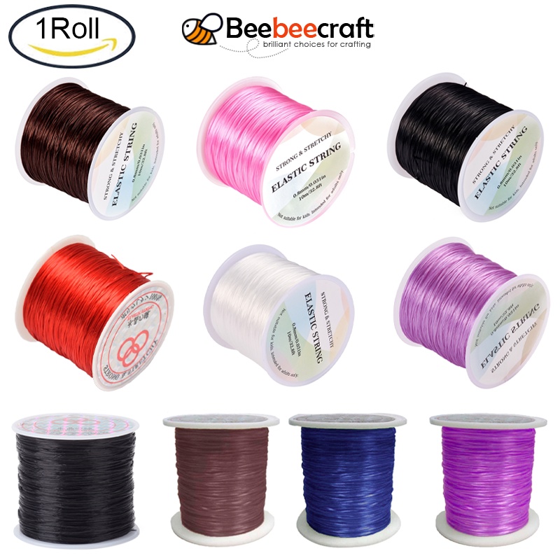 Beebeecraft 1 Roll 0.8mm Flat Elastic Crystal String Elastic Beading ...