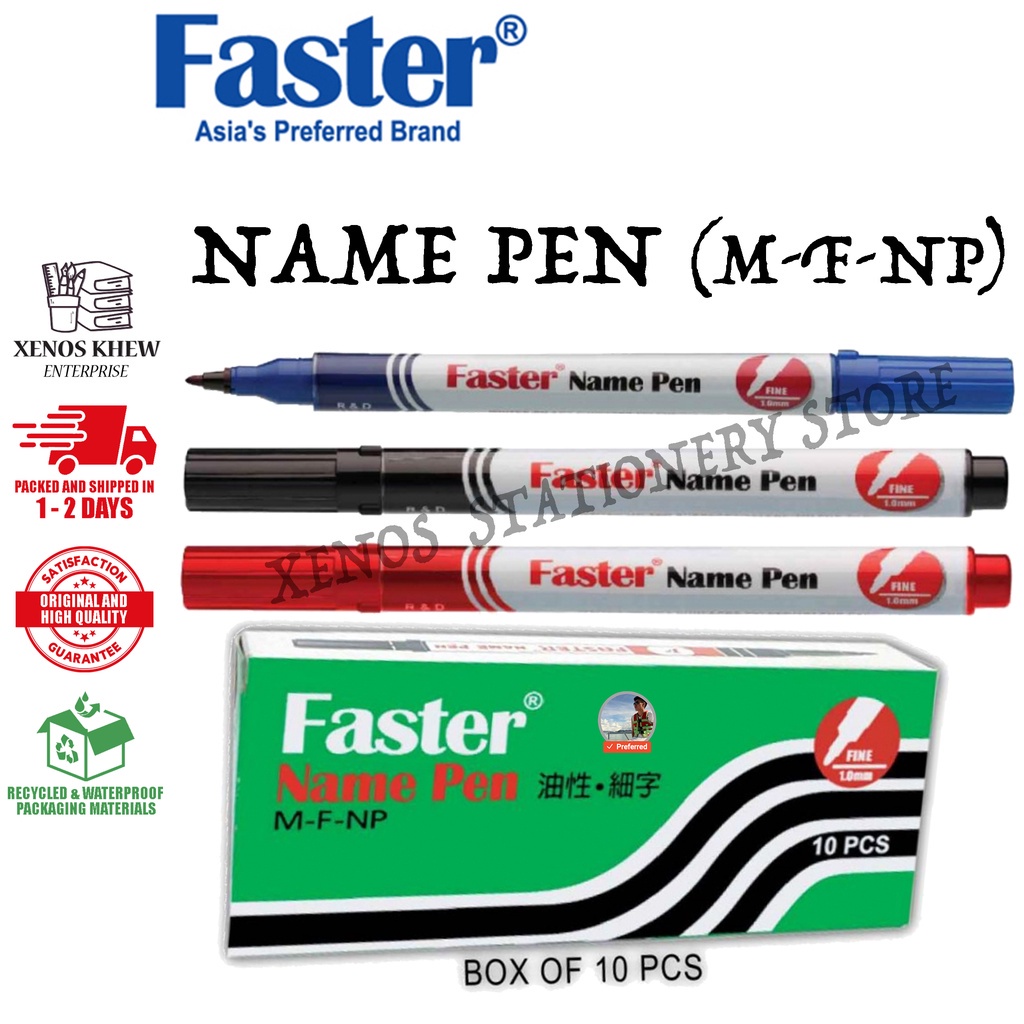 FASTER NAME PEN M-F-NP FINE 1.0MM PERMANENT MARKER PEN (READY STOCK ...