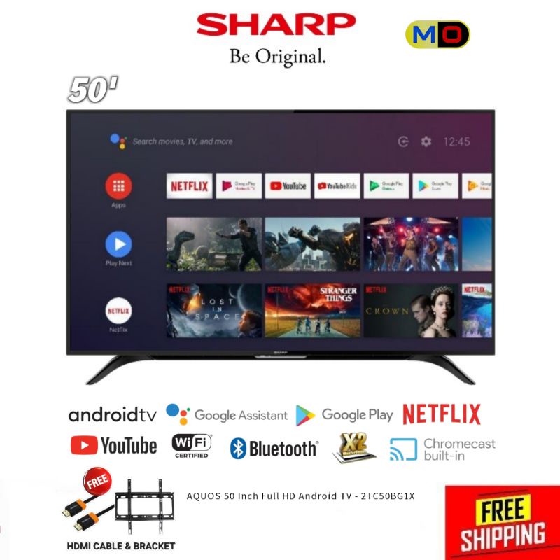 Sharp 50" Full HD Android TV 2TC50BG1X 50 inch tv smart tv WITH DVB-T2 LED | Shopee Malaysia