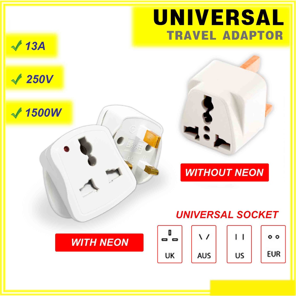 Universal Multi Adaptor 13A 250V – CHINA/EU/US/AUS/UK Plugs | Neon ...