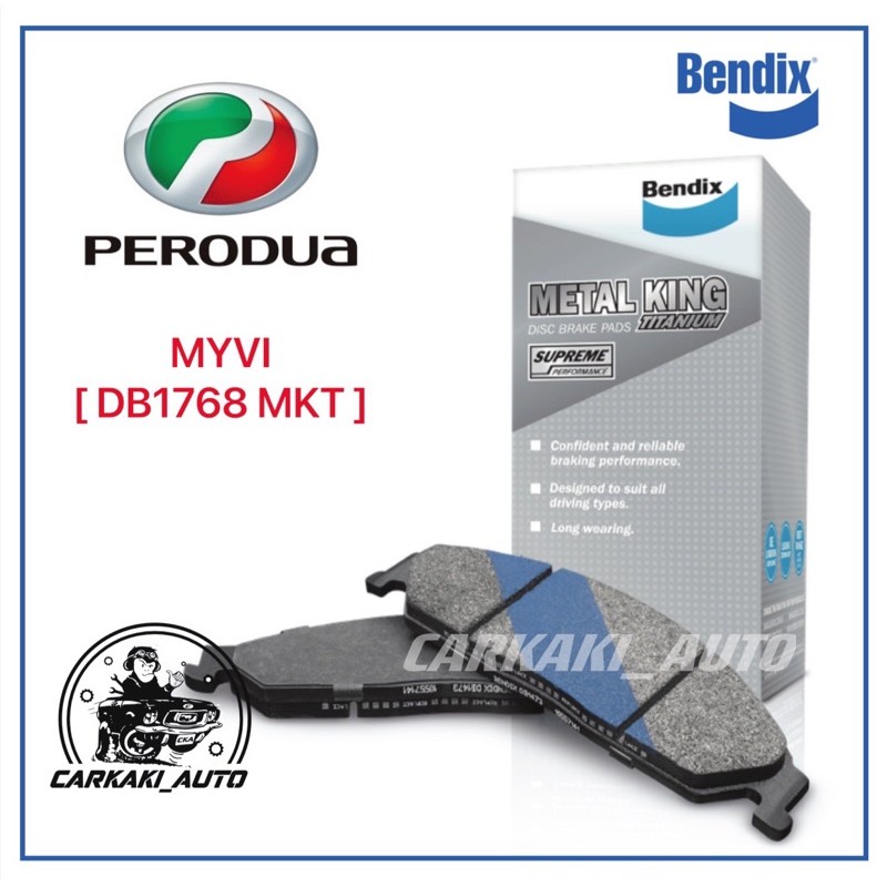 PERODUA MYVI (05’-08’) ~ FRONT BRAKE PAD (1SET) BENDIX METAL KING TITANIUM (MKT) [ DB1768 MKT ...