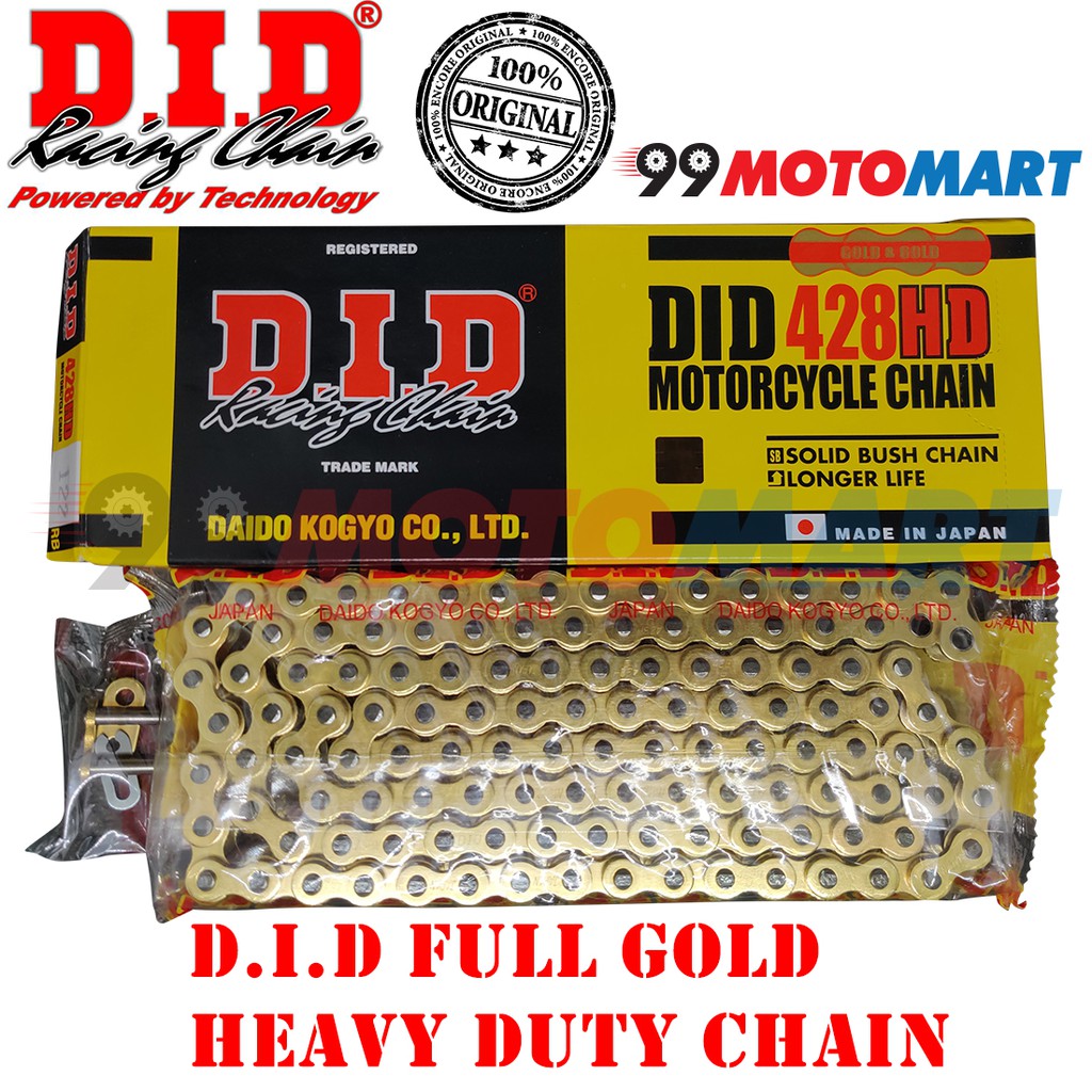 DID RACING CHAIN 428 HD Original Hologram x 120L > 132L HEAVY DUTY GOLD RANTAI [MADE IN JAPAN ...