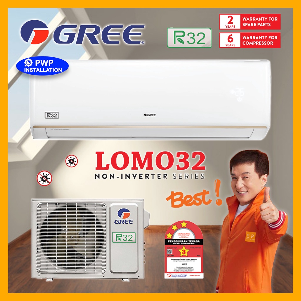 Gree 1HP/1.5HP/2HP/2.5HP R32 Non Inverter Air Conditioner LOMO32 Cold ...