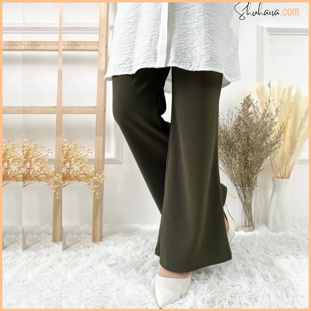 Seluar Perempuan Palazo Bootcut Stripe Long Pants Women | Shopee Malaysia