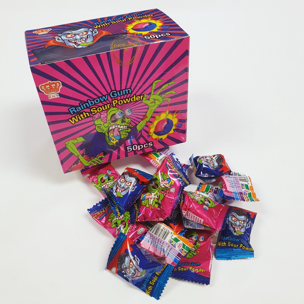 🔥READY STOCK🔥 KHY RAINBOW GUM WITH SOUR POWDER - 50PCS | Shopee Malaysia