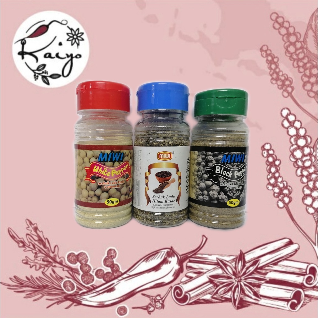 {Miwi} (Halal) Pepper Powder Botol (Putih, Hitam, Kasar) | Shopee Malaysia